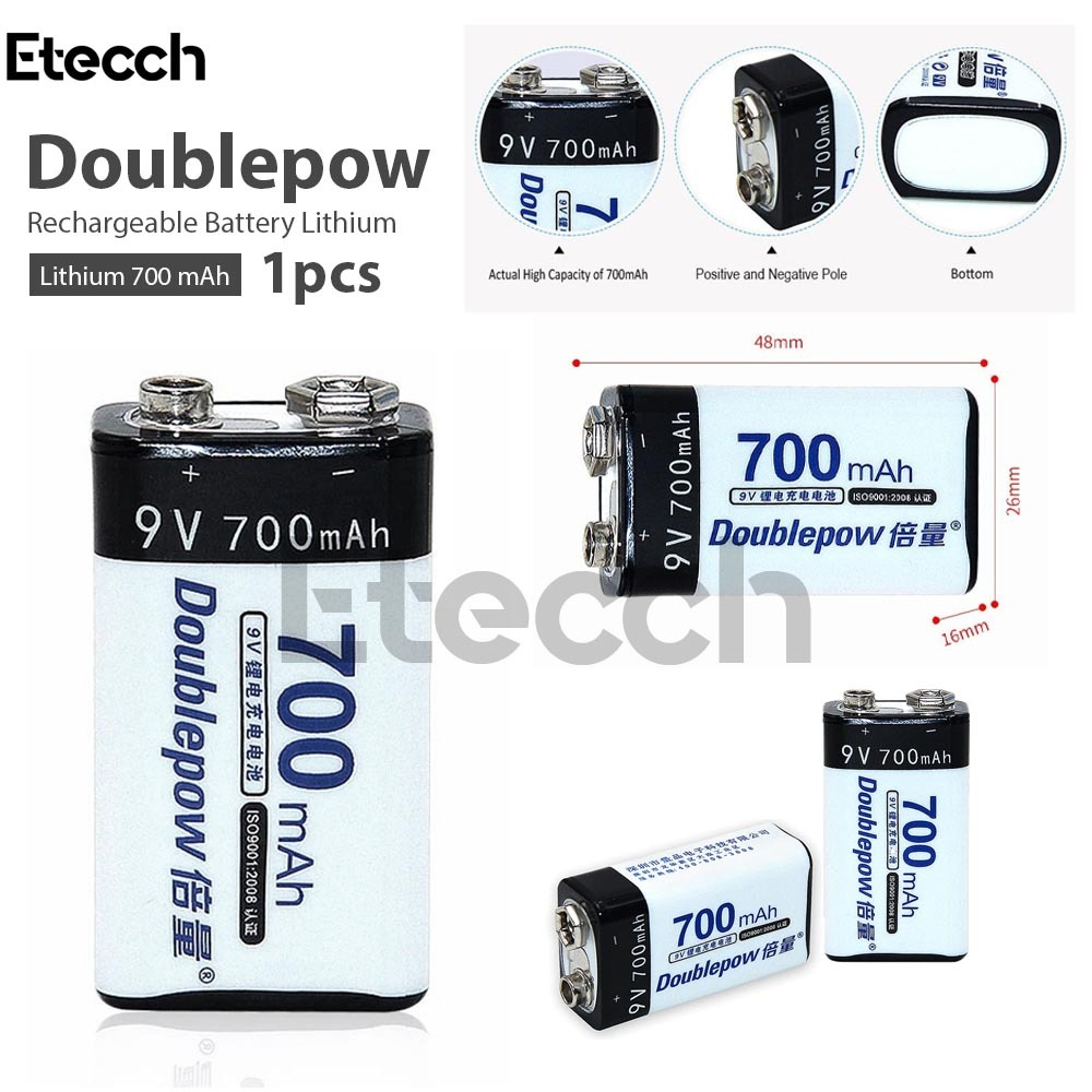 Jual Doublepow Baterai 9V Rechargeable Battery Lithium 700mAh 1 PCS ...