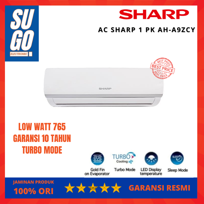 Jual AC SHARP 1 PK AH-A9ZCYN TURBO COOLING R32 LOW WATT 765 WATT 1PK (CILEGON SERANG) | Shopee ...
