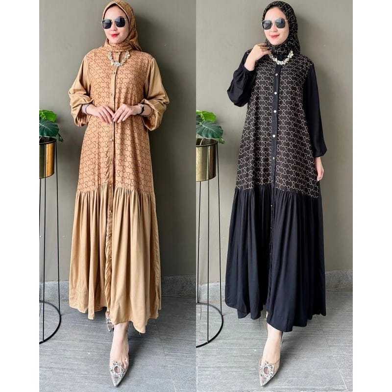 Jual GAMIS SET HIJAB RAYON PREMIUM BLACK SERIES ETNIK LURUS | GAMIS ZRA ...