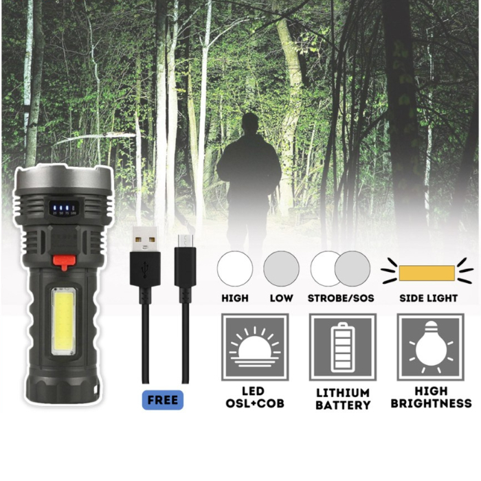 Jual Senter Portable L-822 COB LED 2in1 Recharge Super Terang Jarak Jauh | Shopee Indonesia