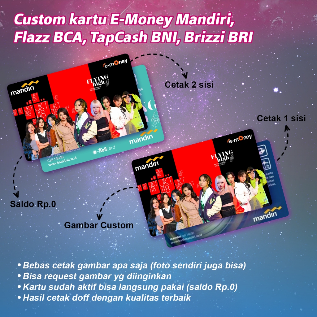 Jual CUSTOM PRINT E-TOLL EMONEY MANDIRI FLAZZ BCA TAPCASH BNI BRIZZI ...