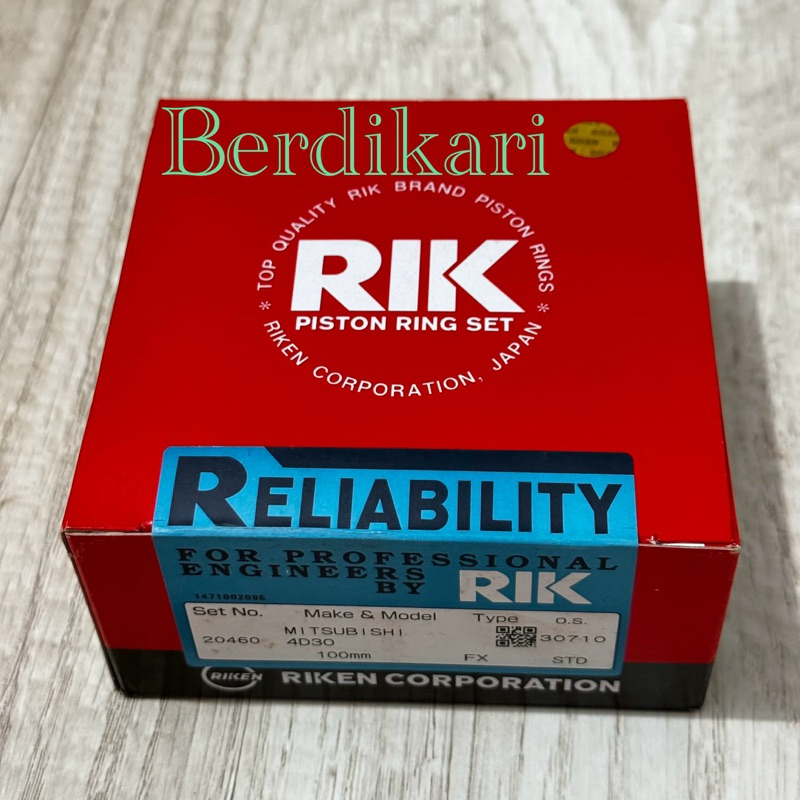 Jual RING PISTON SET RING SEHER 100MM RIK MITSUBISHI PS100 4D30 4D31 STD-1.00 RIKEN JAPAN ...