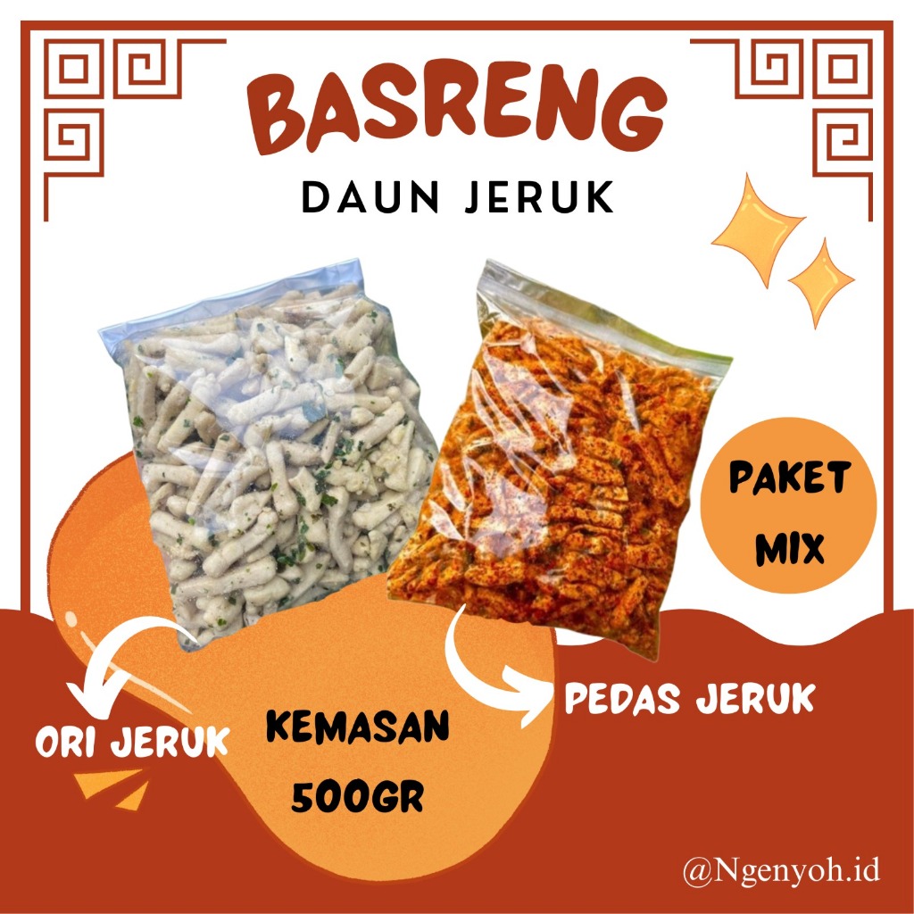 Jual Paket Mix !!! Basreng Ori Jeruk + Pedas Jeruk isi 500gr/Kemasan ...