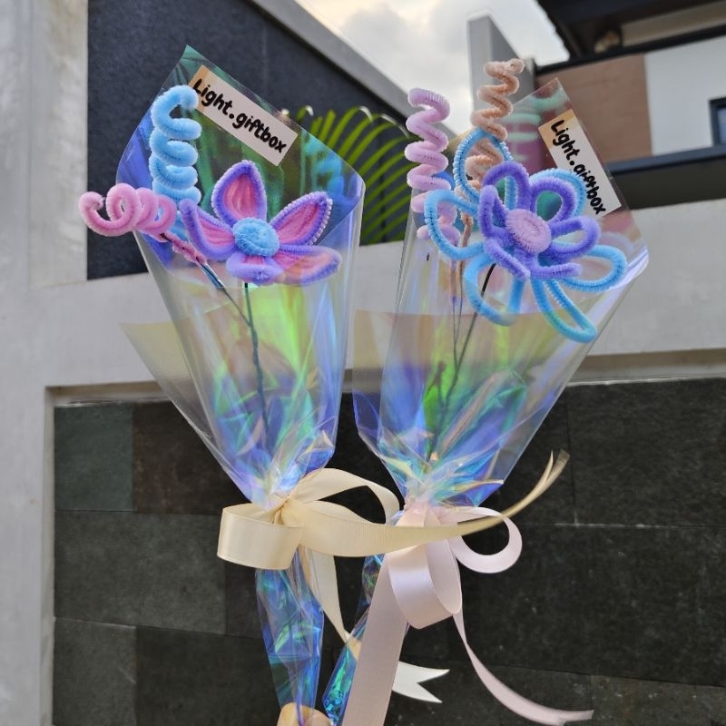 Jual Single Flower Bouquet Kawat Bulu Mercy Hologram | Single Buket ...