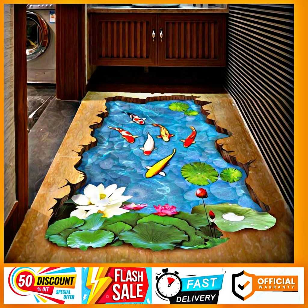 Jual Wall stiker 3d sticker lantai motif ikan Koi Biru | Shopee Indonesia