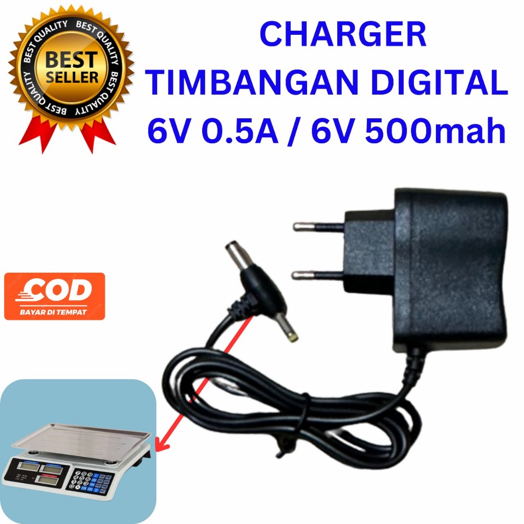 Jual Charger Timbangan Adaptor 6V 0.5A Cas Timbangan Digital 6V 500mah ...