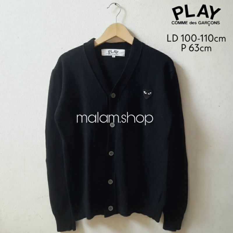 Jual CDG PLAY Comme des Garcons Black Cardigan - Black Heart | Shopee ...