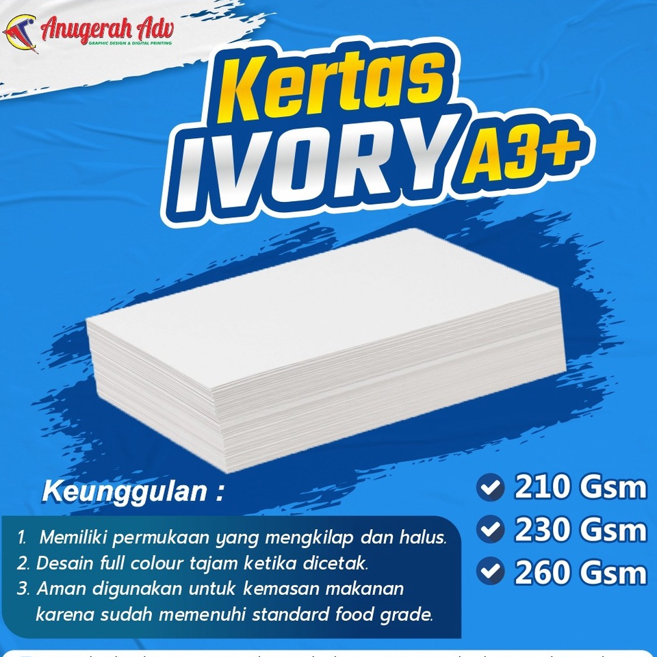 Jual KERTAS IVORY 260gr A3+ | ART KARTON 260gr A3+ (31X47cm) | Shopee ...