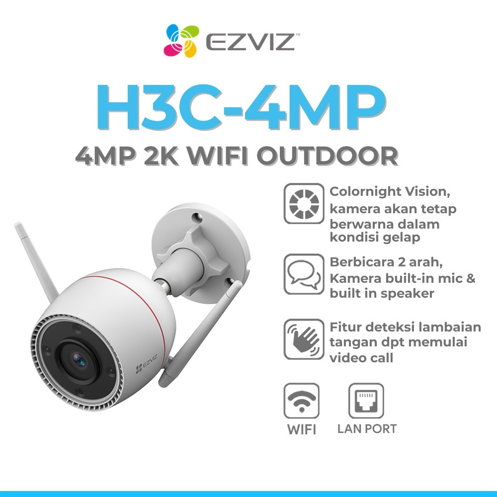 Jual EZVIZ H3C 4MP COLOR NIGHT CCTV Wi-fi Outdoor 4MP 2K+ Color Night | Shopee Indonesia