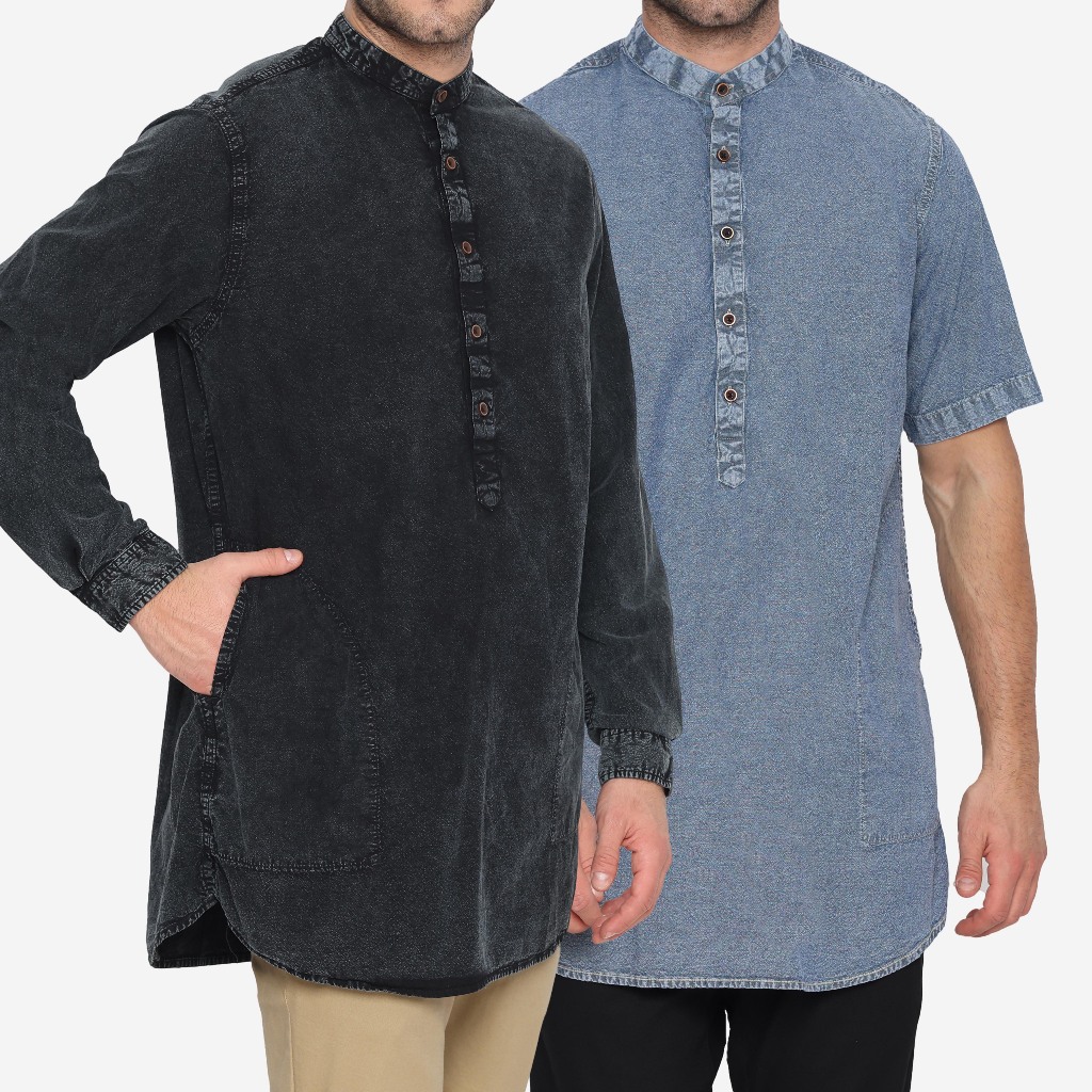 Jual Kurta Pakistan Denim Jeans Lengan Panjang Dan Lengan Pendek Bahan ...