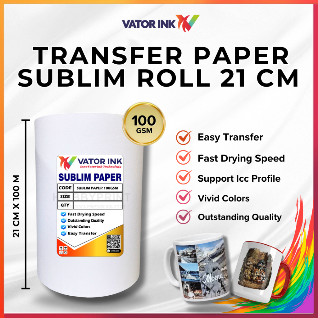 Jual Kertas Sublim Roll A4 21cm x 100m Quick Dry Warna Pekat Sablon ...