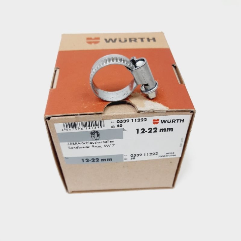 Jual WURTH Klem Selang Stainless Steel Hose Clamp 12 - 22 MM WURTH ...