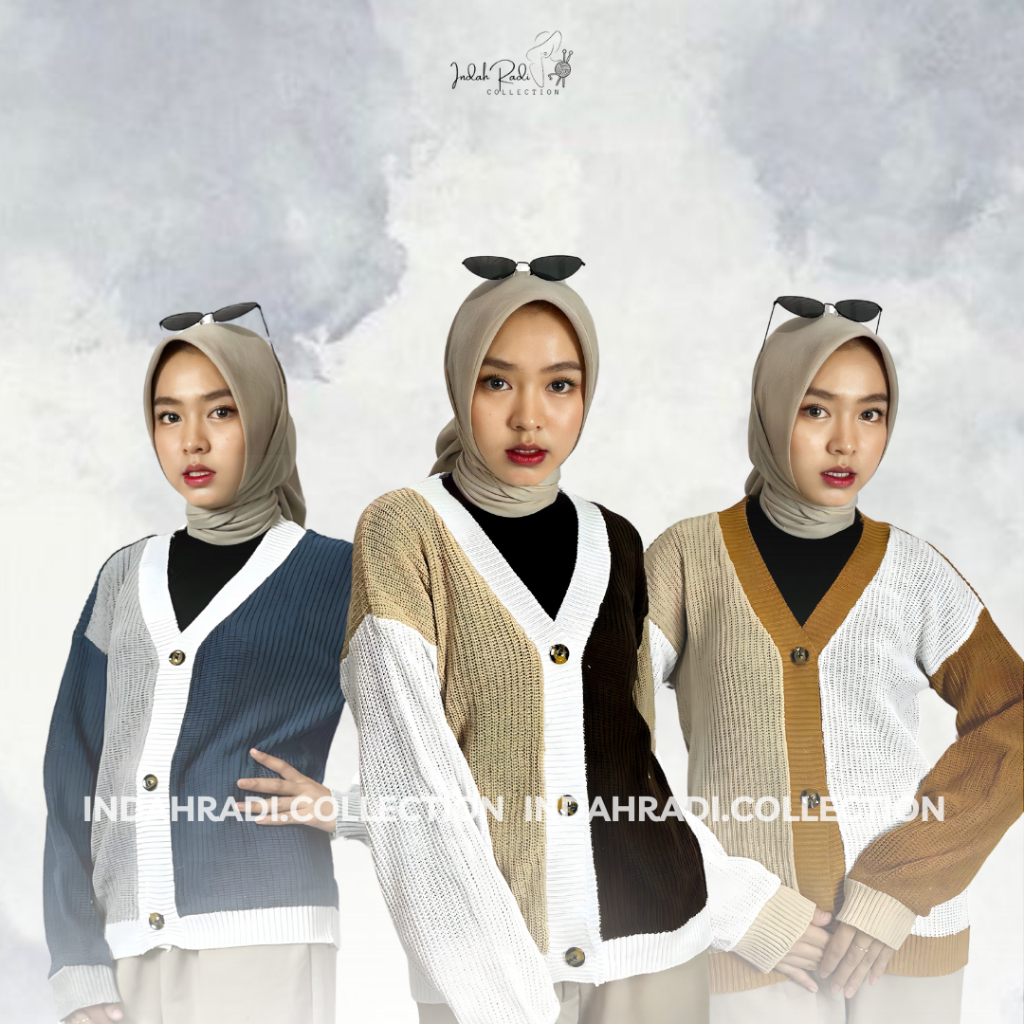 Jual CARDIGAN RAJUT TWIST MIX OVERSIZE OUTWEAR CARDIE KNIT SEMI CROP ...