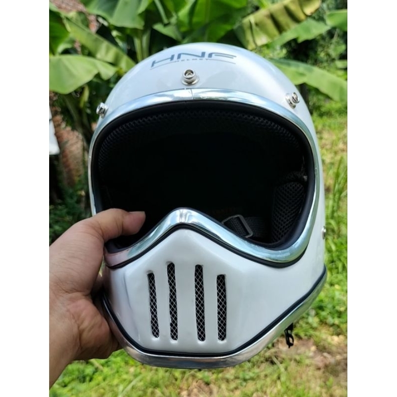 Jual HELM CUSTOM CAKIL LIST CHROME ORIGINAL SNI | Shopee Indonesia