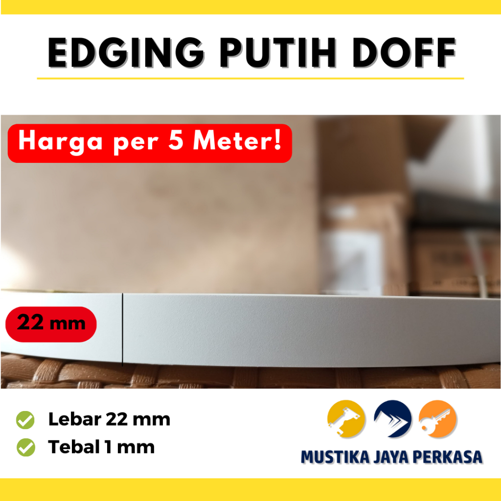 Jual Per 5 Meter Edging White Putih Doff 1 x 22 mm 2 cm tebal 1 mm HPL Putih Doff (Mirip Taco ...