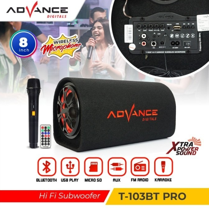 Jual Advance T103 BT PRO 8" Subwoofer Bluetooth Speaker Super Bass Free 1 Mic Wireless Garansi 1 ...