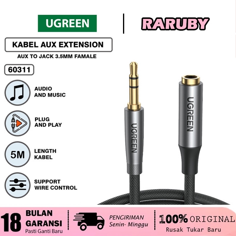 Jual UGREEN Cable Connector Extension Audio Jack 3.5mm Male To Female Jack 3.5mm Kabel Sambungan ...