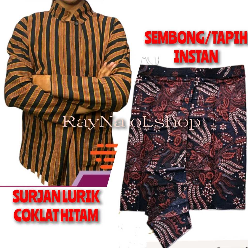 Jual SET PAKAIAN ADAT JAWA LAKI / COWO / PRIA | TAPIH/SEMBONG INSTAN + SURJAN LURIK COKLAT HITAM ...