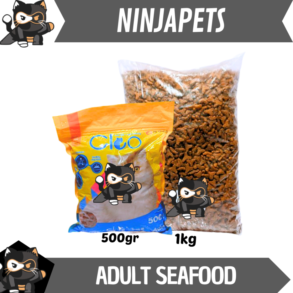Jual CLEO SEAFOOD REPACK 500GR 1KG | DRY FOOD CAT | MAKANAN KERING ...