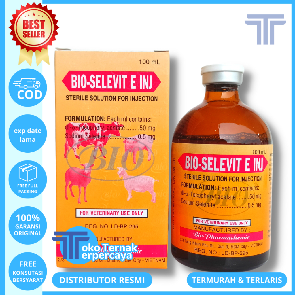 Jual BIO SELEVIT E 100 Ml - Vitamin E Selenium Hewan Sapi Sapi Kambing ...