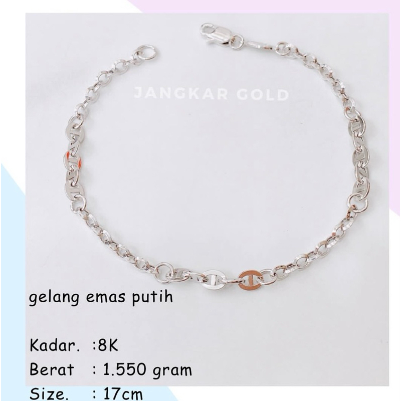 Jual GELANG EMAS PUTIH MOTIF KREMES H 8K 1.550GR WHITE GOLD | Shopee ...