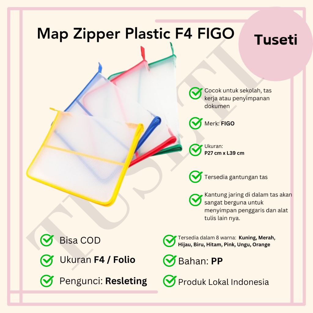 Jual Map Zipper Platik Resleting Bag File F4 | Shopee Indonesia