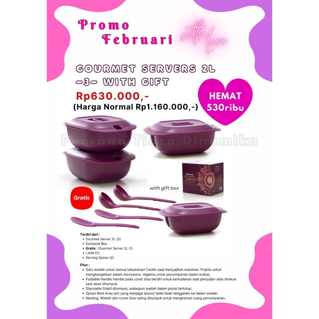 Jual TUPPERWARE GOURMET SERVER 2L (3) - GRATIS GOURMET SERVER 2L (1 ...