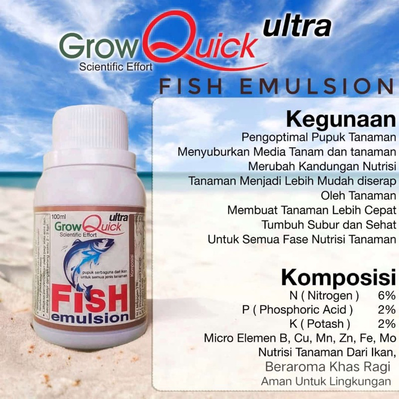 Jual Pupuk Grow quick Ultra fish emulsion kemasan 100ml | Shopee Indonesia