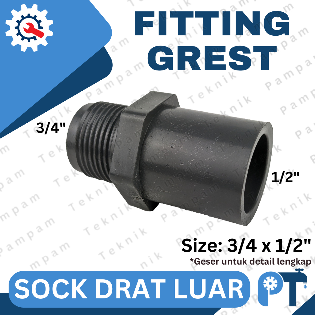 Jual SDL 3/4 x 1/2 AW Grest - Sock drat luar 3/4" x 1/2" sok derat luar ...