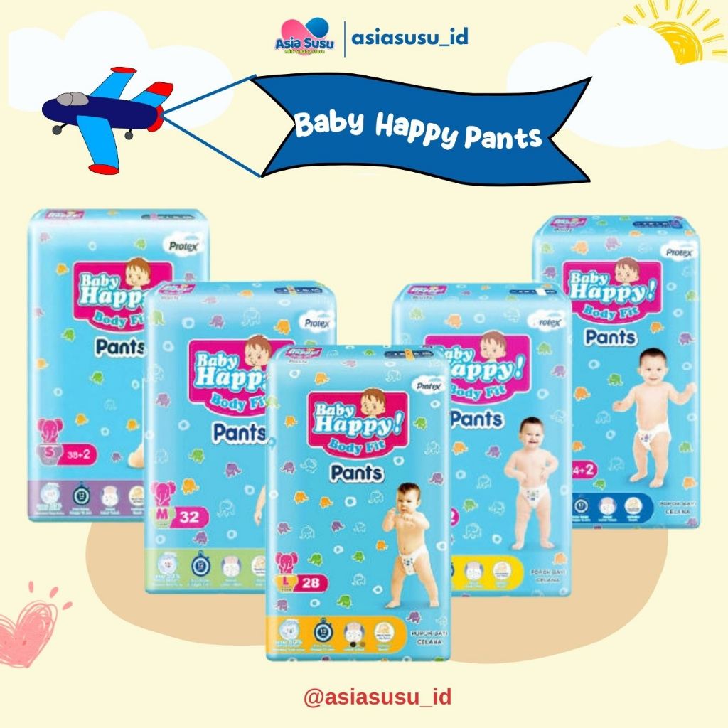 Jual BABY HAPPY PANTS S38 M32 L28 XL26 XXL24 / POPOK BAYI ANAK BALITA CELANA | Shopee Indonesia