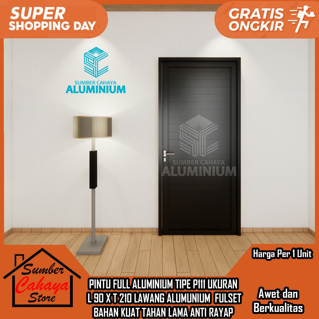 Jual [KARGO] PINTU FULL ALUMINIUM TIPE P111 UKURAN L 90 X T 210 ...