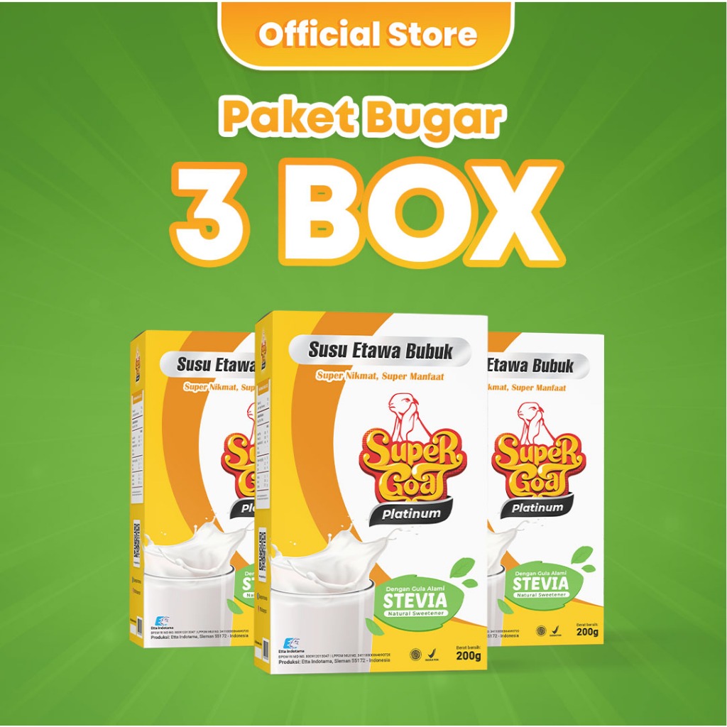 Jual Supergoat Platinum Stevia Bubuk Susu Kambing Etawa Paket 3 Box ...