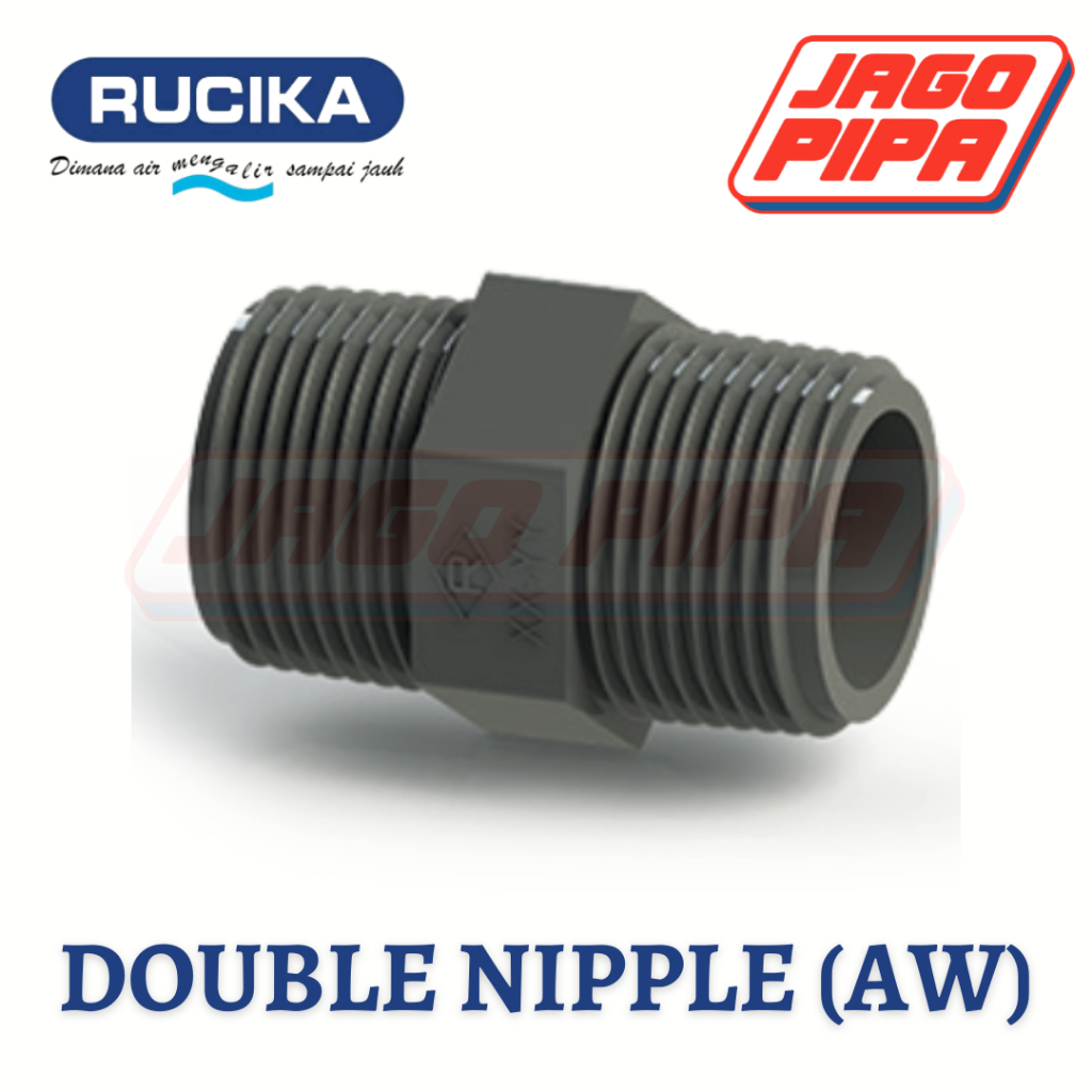 Jual Double Nipple AW 1/2 3/4 1 Inch Rucika Double Valve / Nepel / Drat 1/2" 3/4" 1" Fitting PVC ...