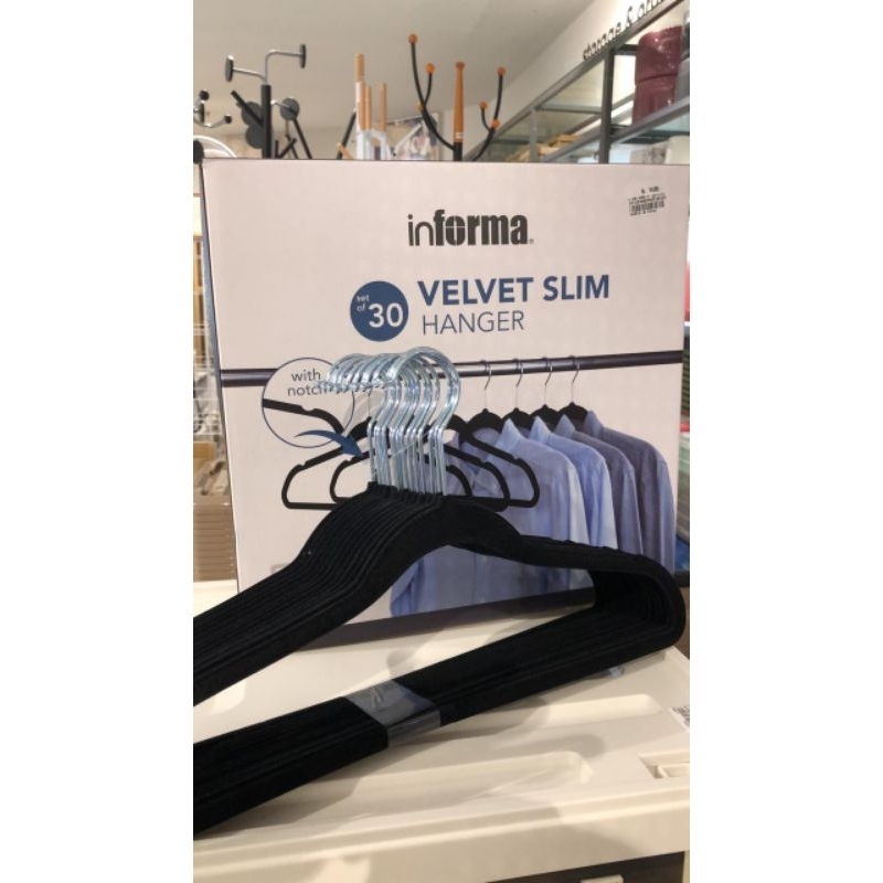 Jual INFORMA Hanger Velvet Slim isi 30pcs/Hitam Notch/Gantungan Baju ...