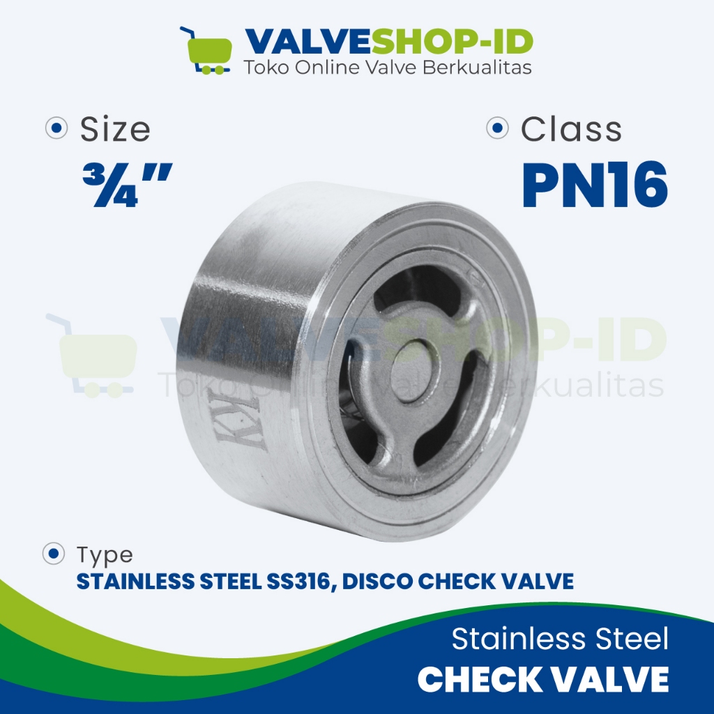 Jual DIsco Check Valve DN20 3/4" PN16 Stainless Steel SS316 | Shopee ...