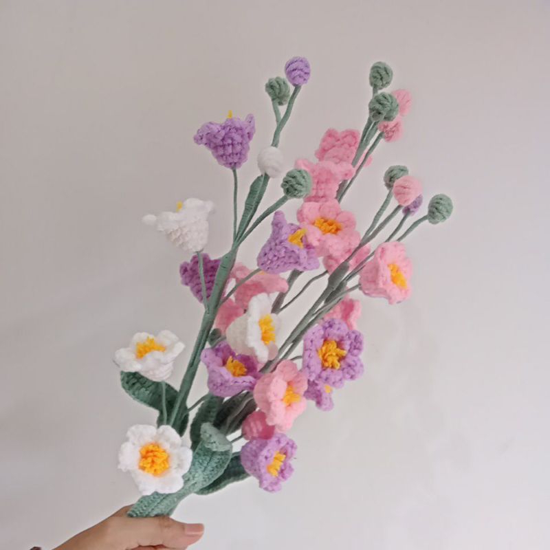 Jual bunga lili valley rajut/bunga lonceng rajut/harga satuan | Shopee ...