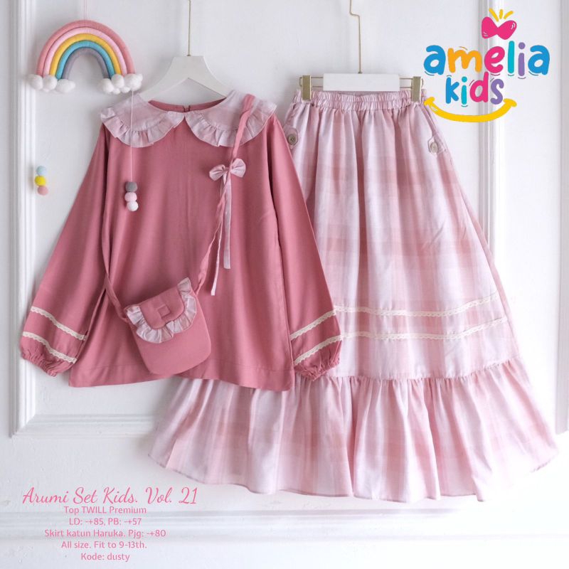 Jual [ 100% ORI AMELIA KIDS ] ARUMI SET KIDS // SETELAN ROK ANAK REMAJA ...