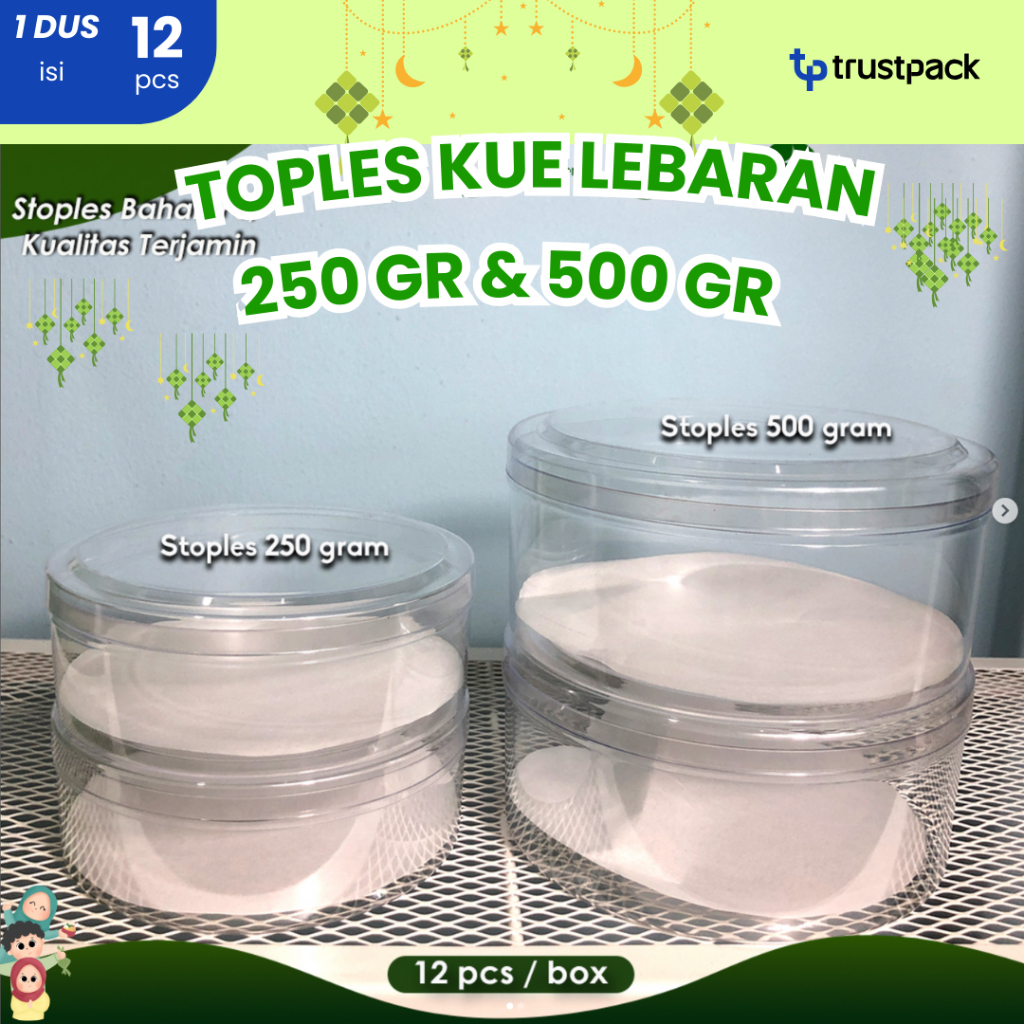 Jual [1 DUS ISI 12 PCS] Toples Kue Kering 250gr 500gr bahan PS bening ...