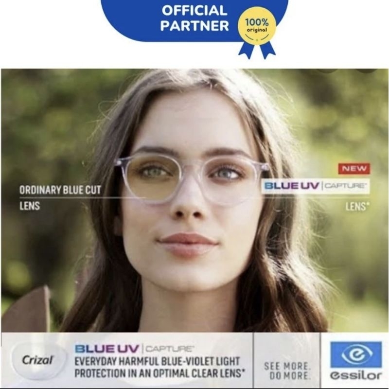 Jual Lensa Essilor Blue UV Capture Crizal Sapphire Airwear 1.59 ...