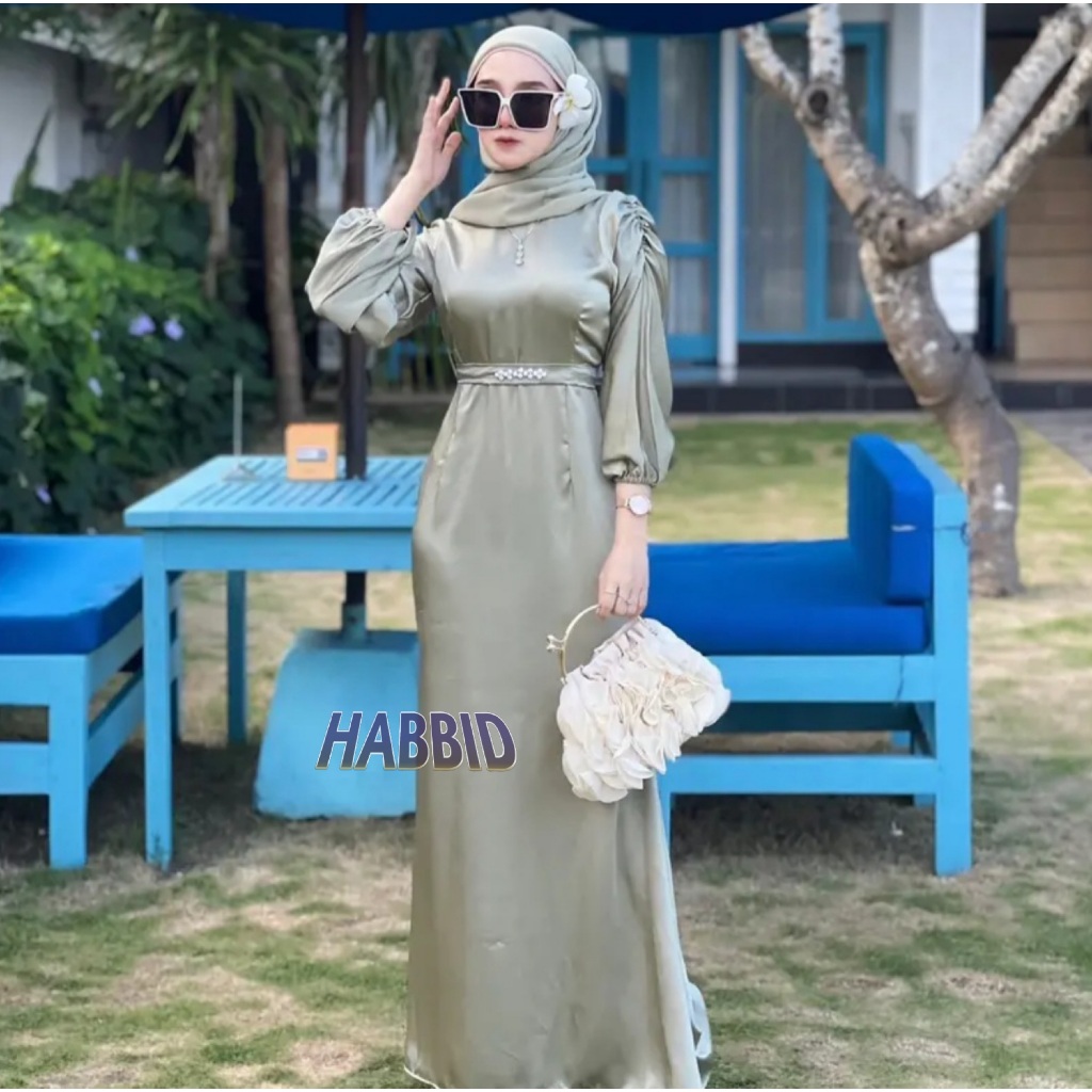 Jual HABBID - Ranjani Dress Satin silk baju dress seragam kondangan ...