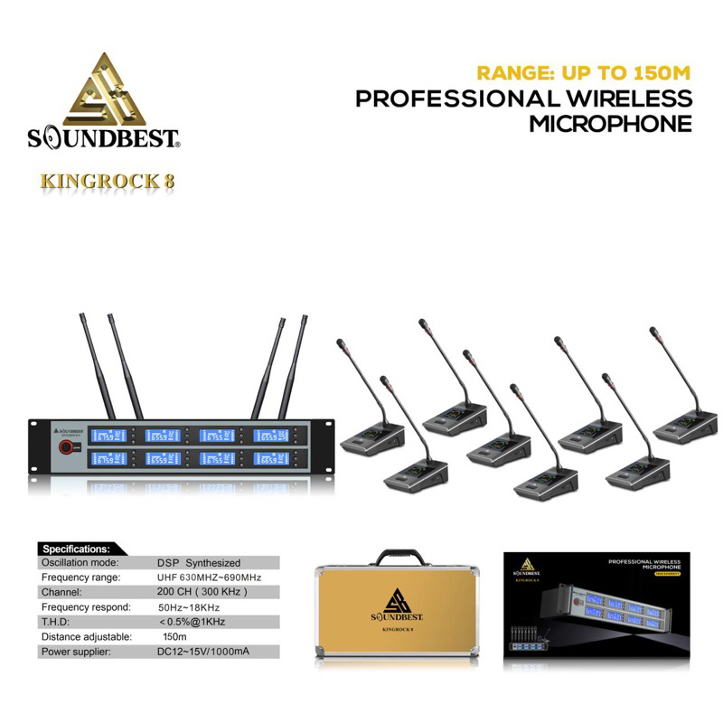 Jual Mic Wireless Podium Soundbest Kingrock 8 Original 8 Mic Meja ...