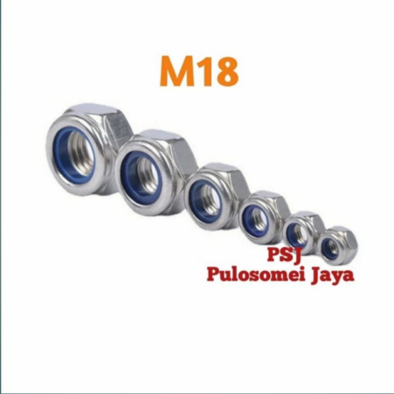 Jual Mur Nylon Stainless / Lock Nut M18 / SS 304 | Shopee Indonesia