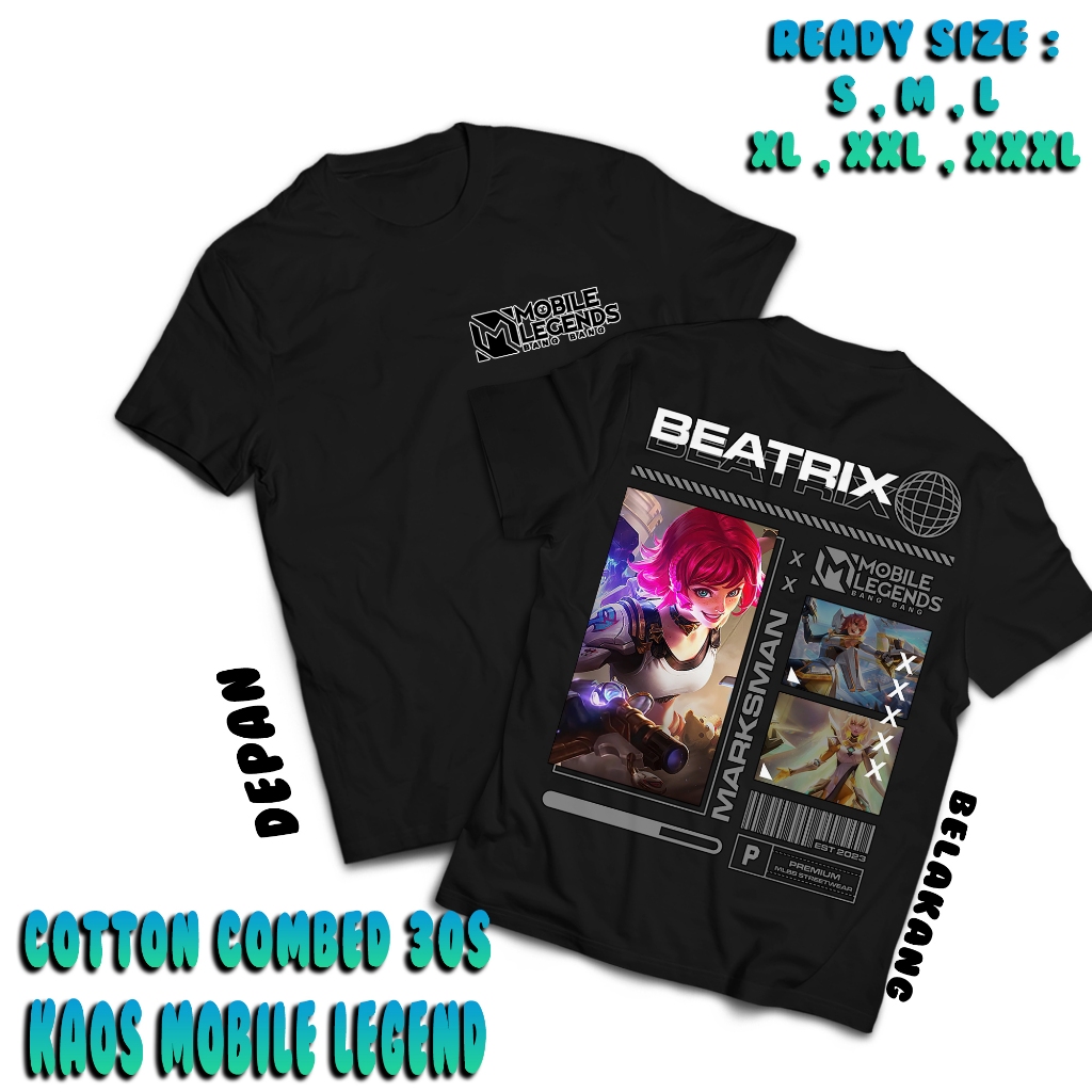 Jual KAOS MOBILE LEGEND HERO BEATRIX- KAOS HERO BEATRIX MARKSMAN - KAOS ...