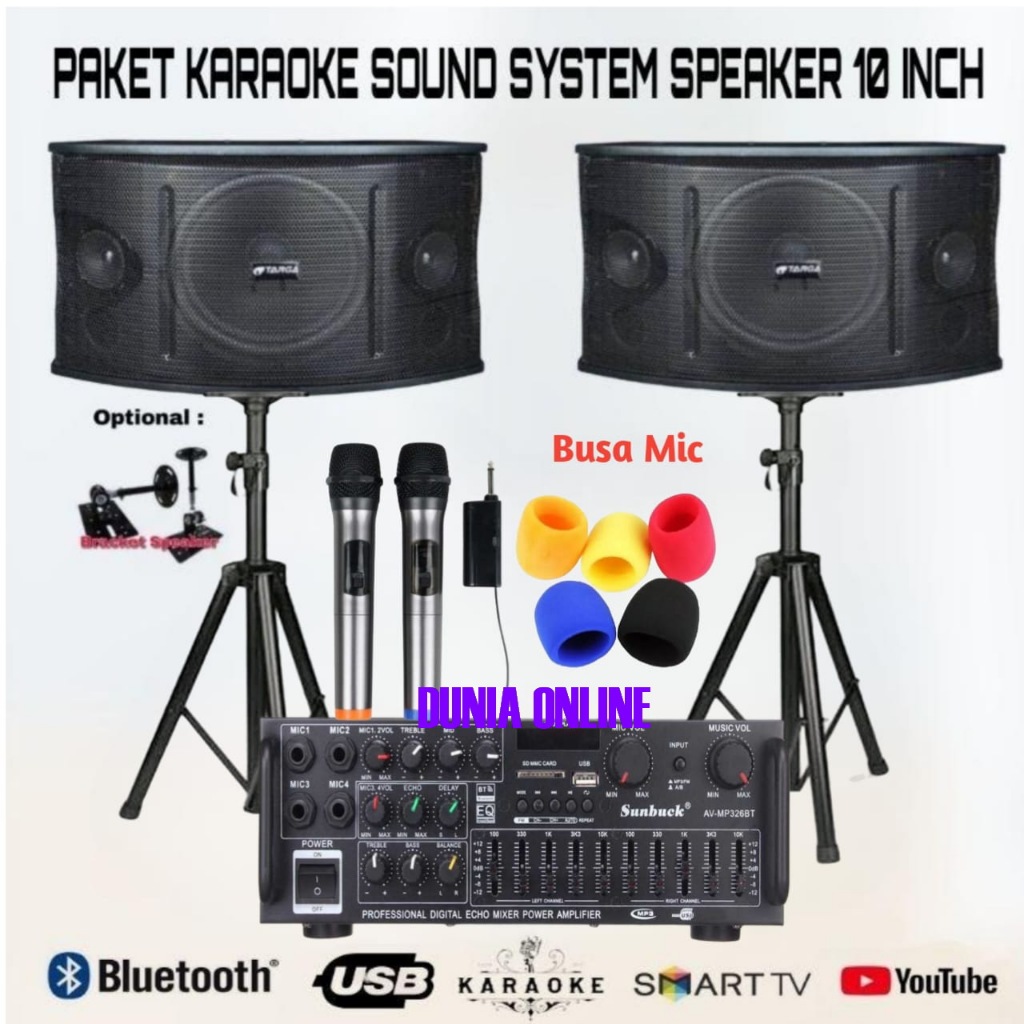 Jual PAKET KARAOKE SOUND SYSTEM SPEAKER 10 INCH AMPLI USB BLUETOOTH MIC ...