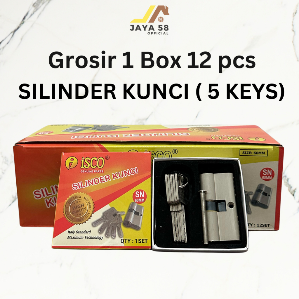 Jual GROSIR 1 BOX 12 PCS Cylinder Kunci Pintu Kecil/ Tanggung & Besar 5 Anak Kunci C-Key ...