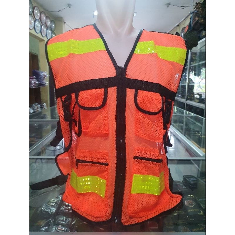 Jual Rompi Safety proyek Oren jaring | Rompi Safety Kantong 6 | Rompi ...