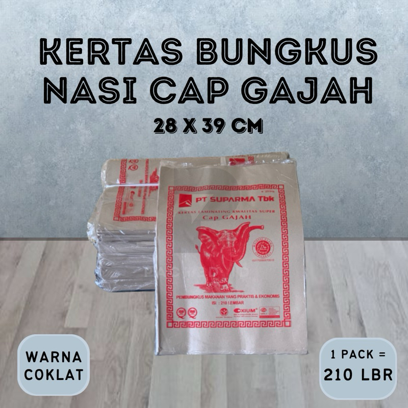 Jual (210 LBR) Kertas Bungkus Nasi Cap Gajah Merah Warna Coklat ...