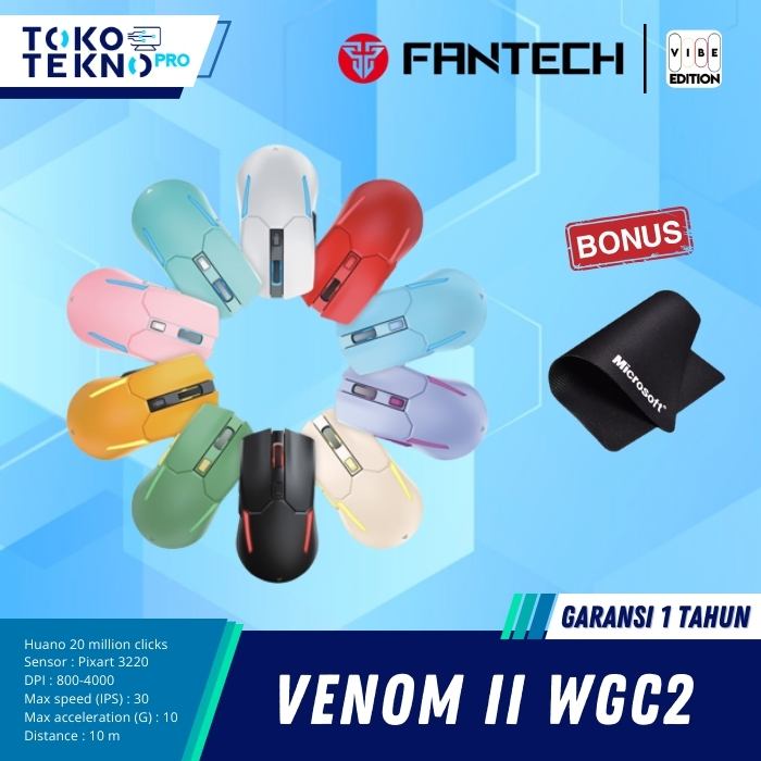 Jual Fantech WGC2 Vibe Edition Venom II Gaming Wireless Mouse | Shopee ...
