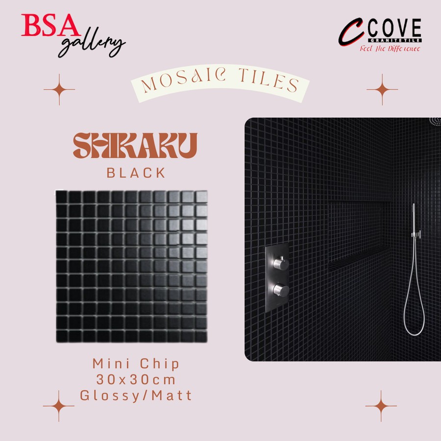 Jual MOSAIC TILE SMALL SQUARE BLACK / KERAMIK MOZAIK HITAM LANTAI ...