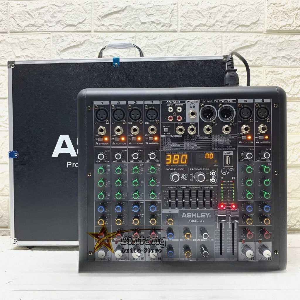 Jual Mikser ASHLEY SMR6 Mono 6 Chanel / SMR 6 Bluetooth USB MP3 Efek 380 DSP Original | Shopee ...